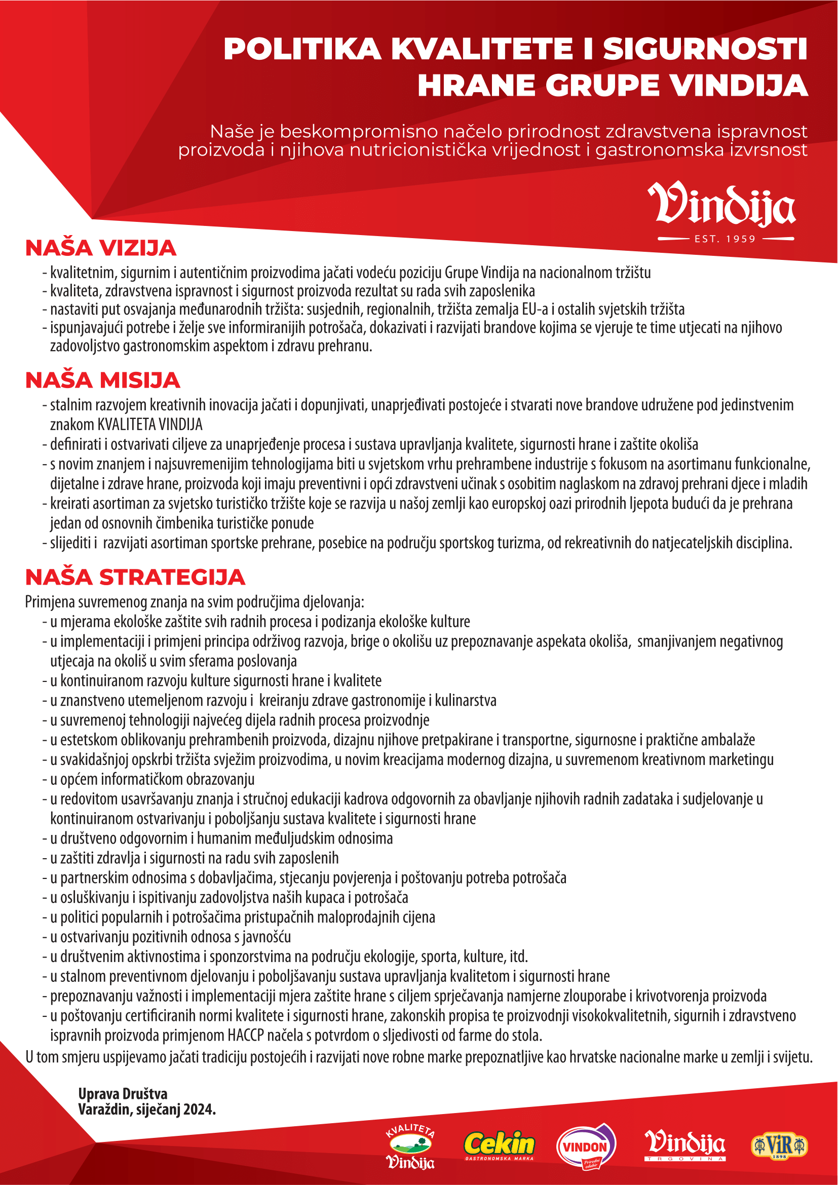 Održivo poslovanje Grupe Vindija - O nama | Vindija