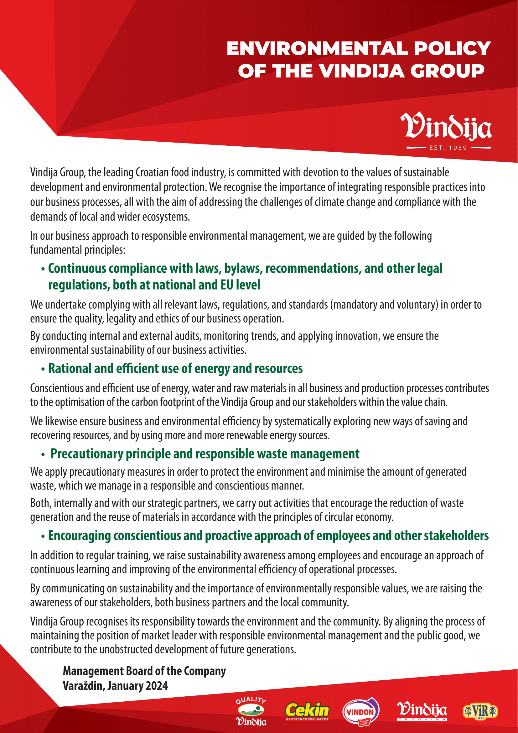 Sustainable Business of the Vindija Group - About us | Vindija